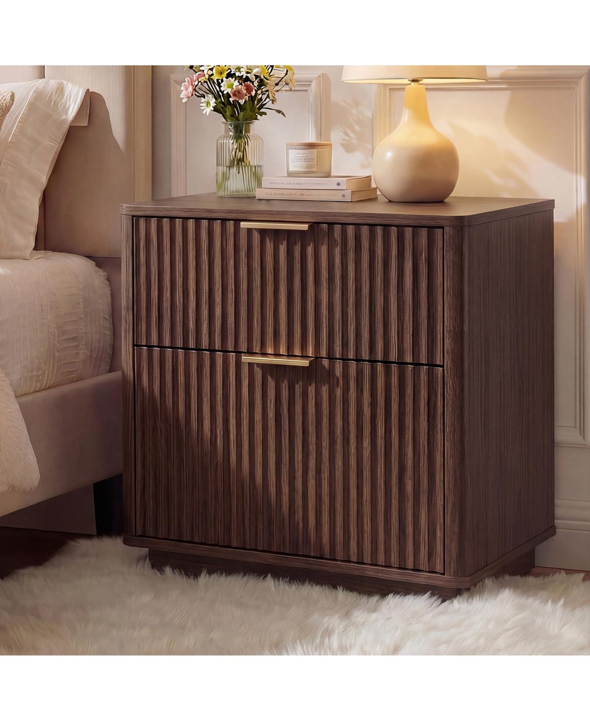 Click here for homfan Mid Century Modern Fluted Nightstands with... prices