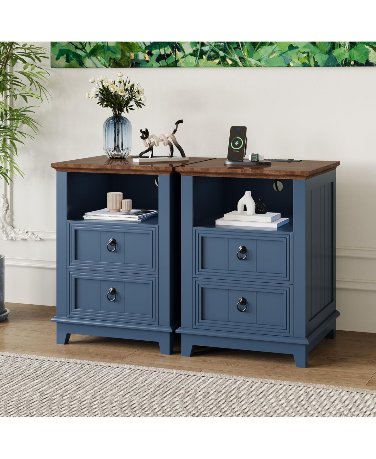 Click here for homfan 18 Inch Modern Farmhouse Wooden Bedside Tab... prices
