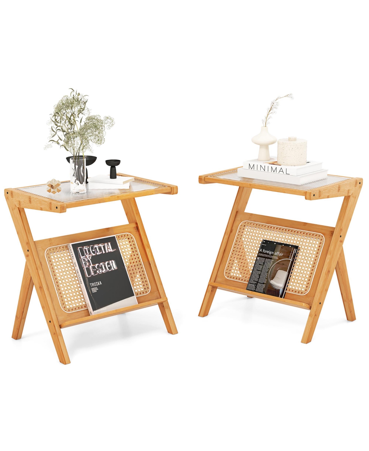 Click here for Gymax 2 Pieces Boho End Table with Magazine Rack V... prices
