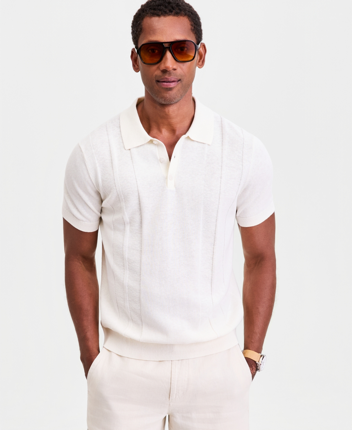 Click here for Club Room Mens Short-Sleeve Linen and Cotton Engin... prices