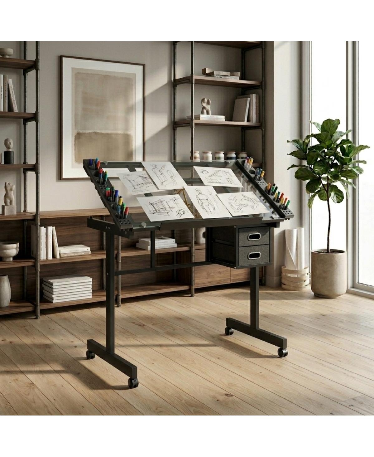 Click here for Streamdale Furniture Adjustable Art Desk With 2 Dr... prices