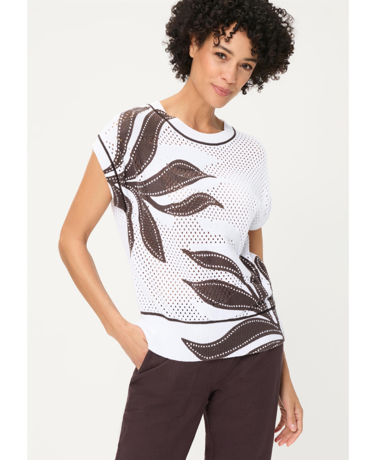 Click here for Olsen Womens Ajour Knit Sweater - White prices