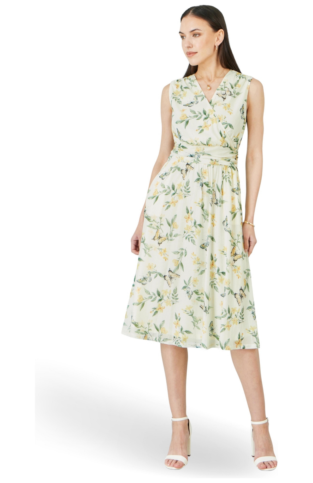Click here for Yumi Womens Floral Print Mesh Stretch Midi Dress -... prices