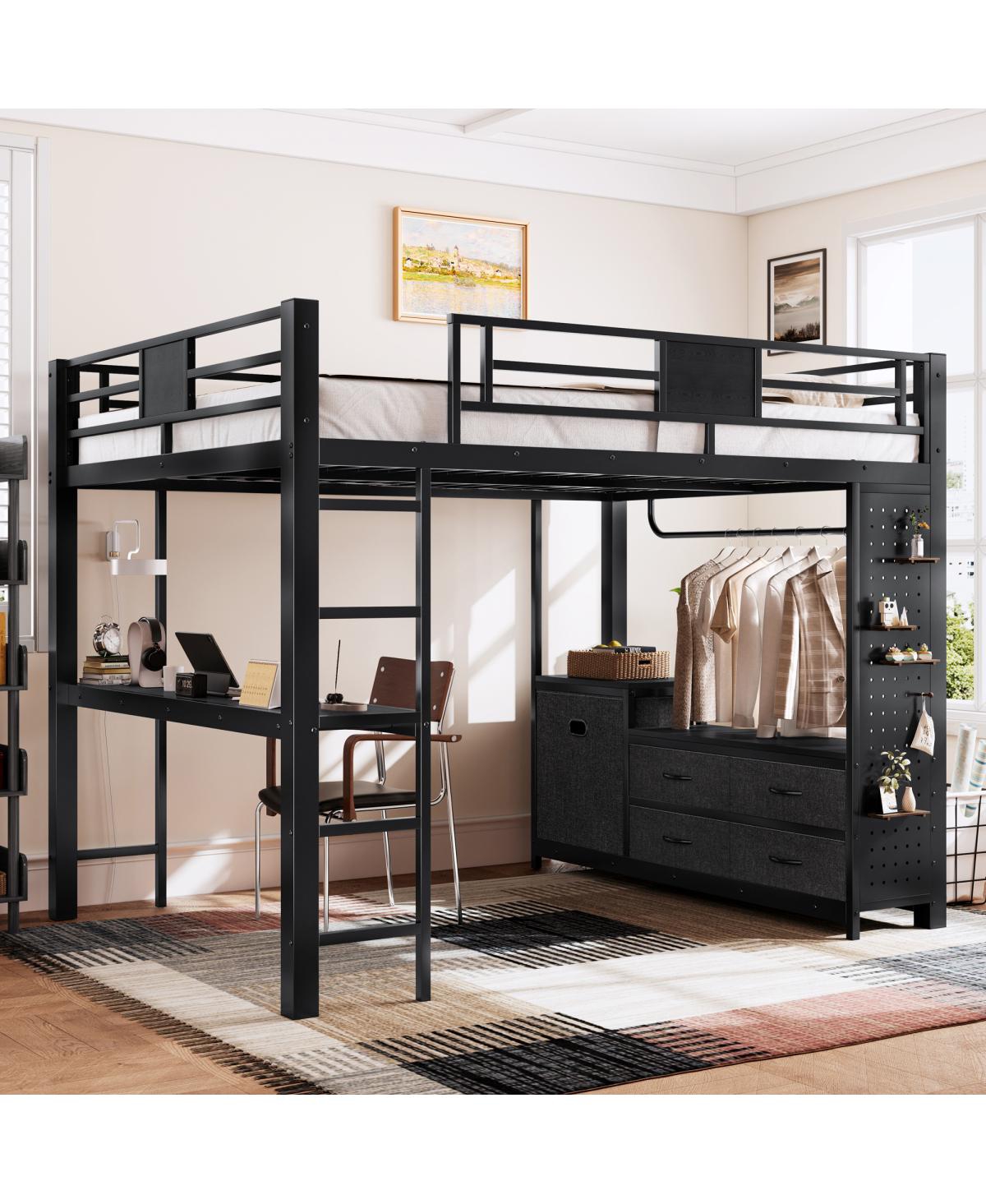 Click here for Streamdale Furniture Queen Loft Bed w/ Desk  Shelv... prices