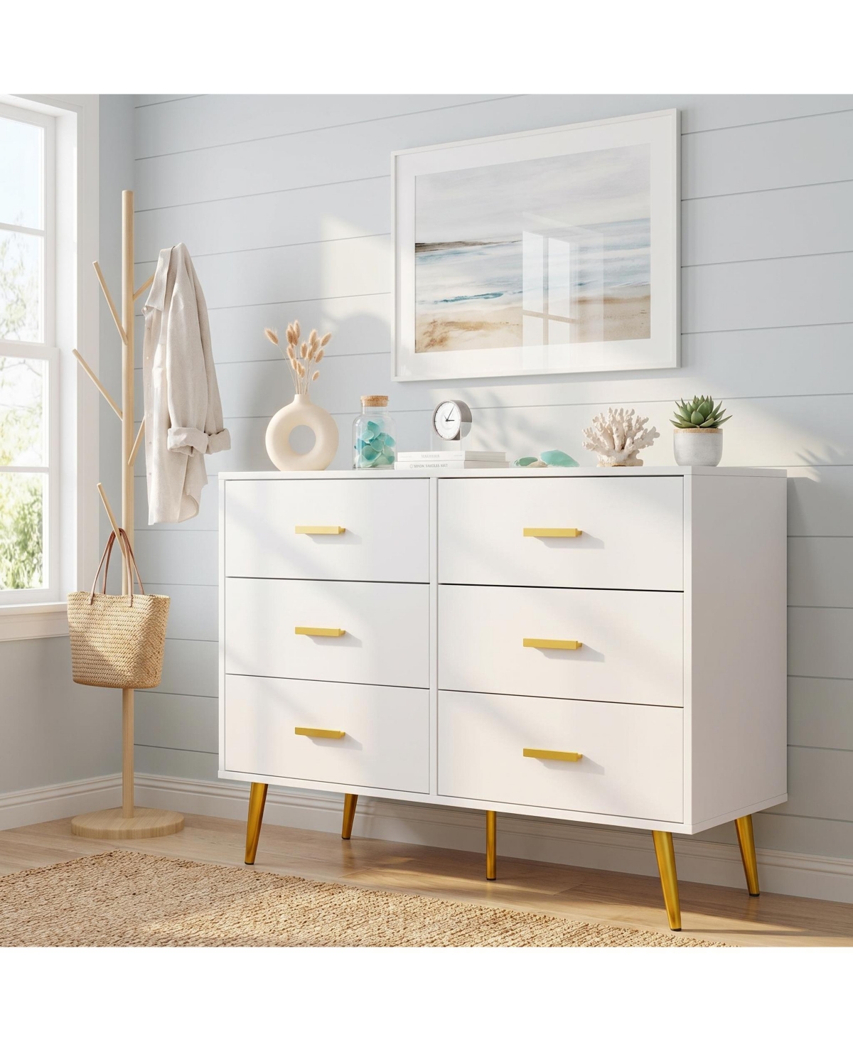 Click here for homfan Modern 6-Drawer Dresser with Elevated Base... prices