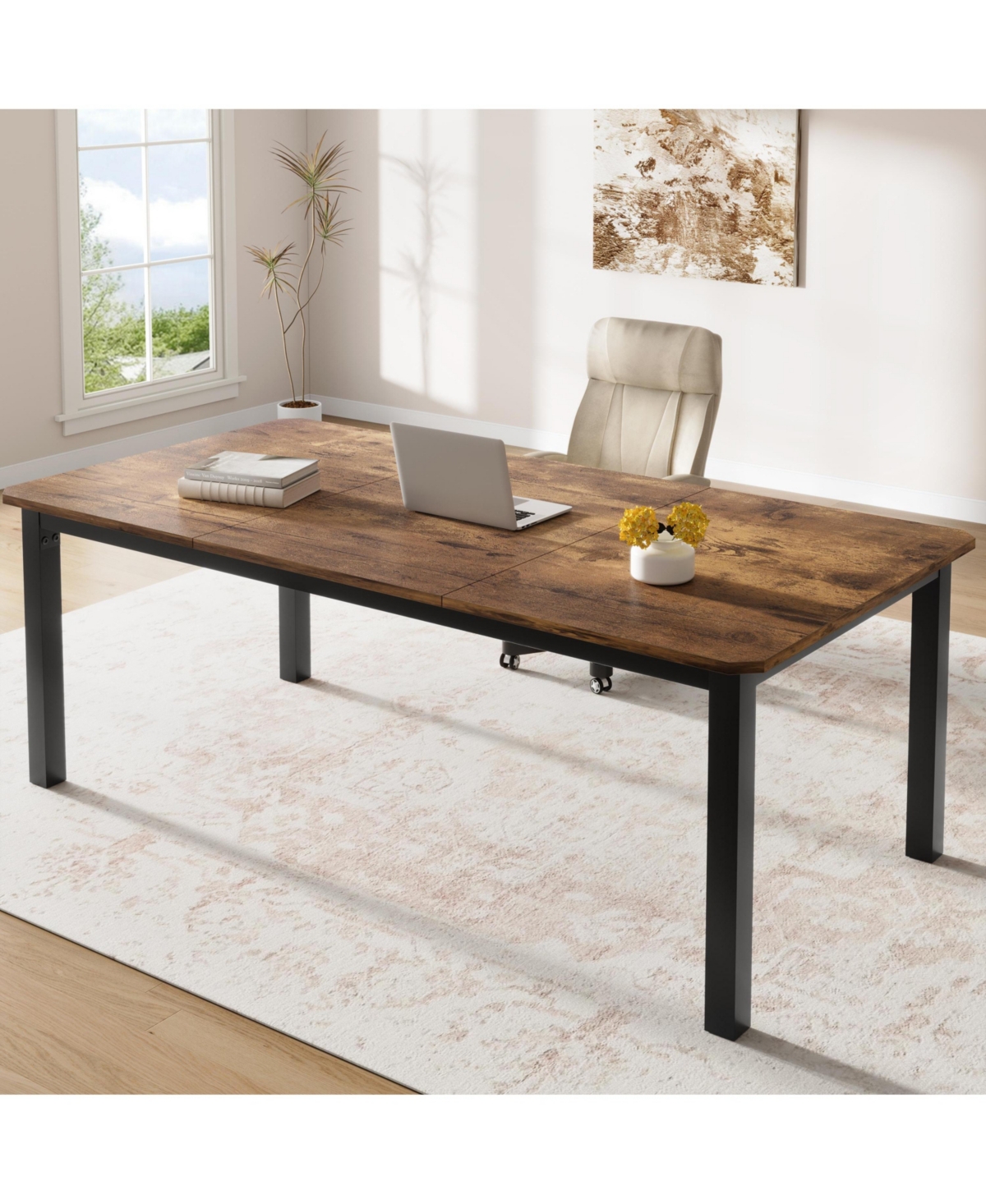 Click here for homfan Rectangular Dining Table for 6 to 8 with Me... prices