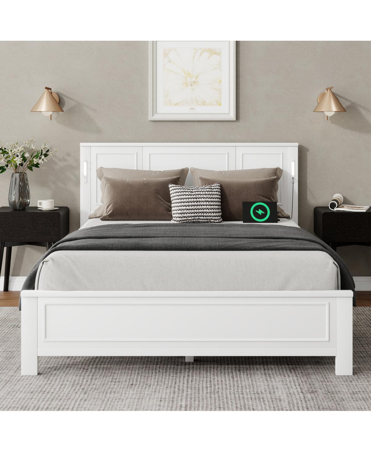 Click here for Streamdale Furniture Led Usb Pinewood Bed With Tal... prices