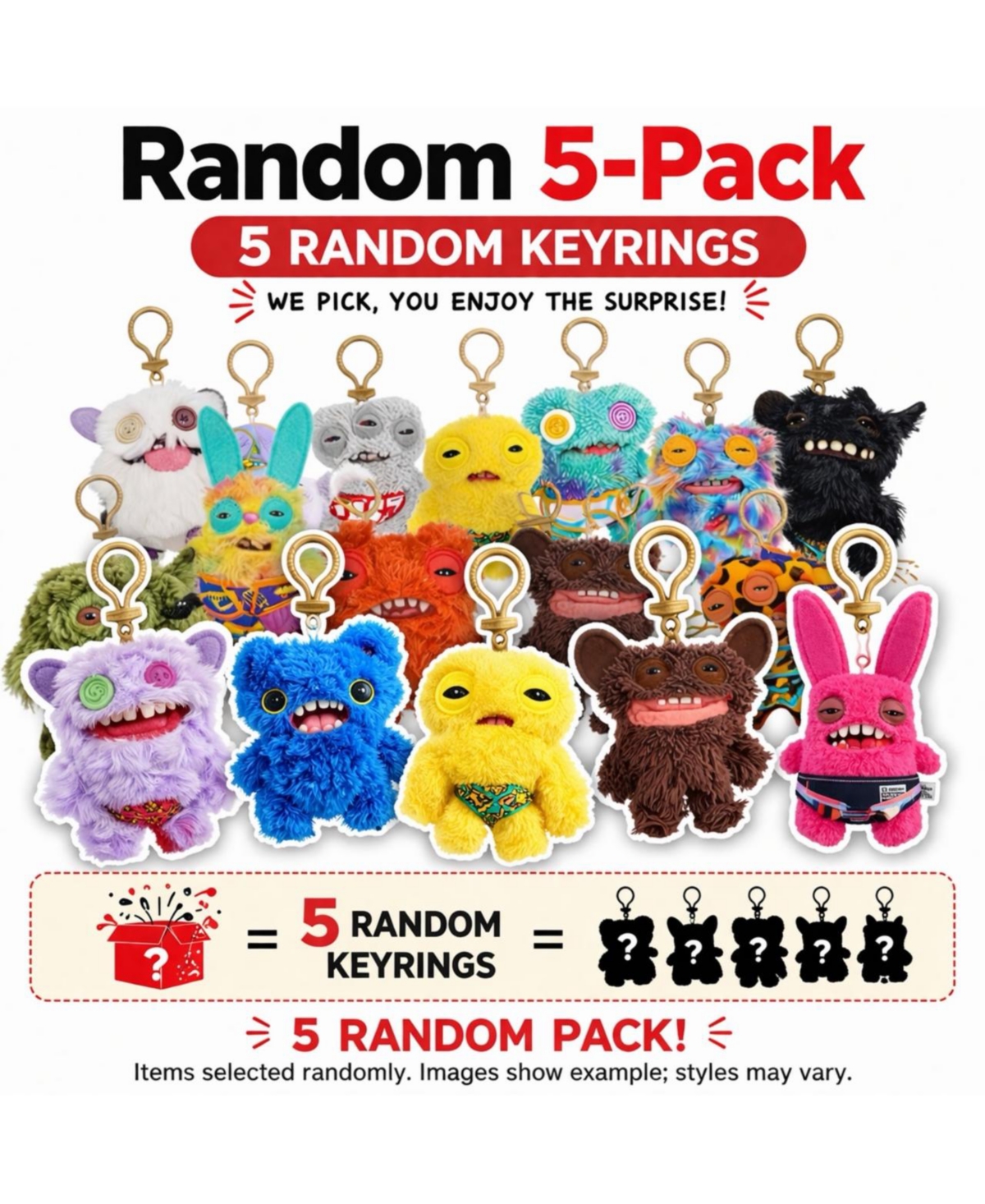 Click here for Fuggler Set of 5 Zuru Fuggler Keyring 5 Inch Plush... prices