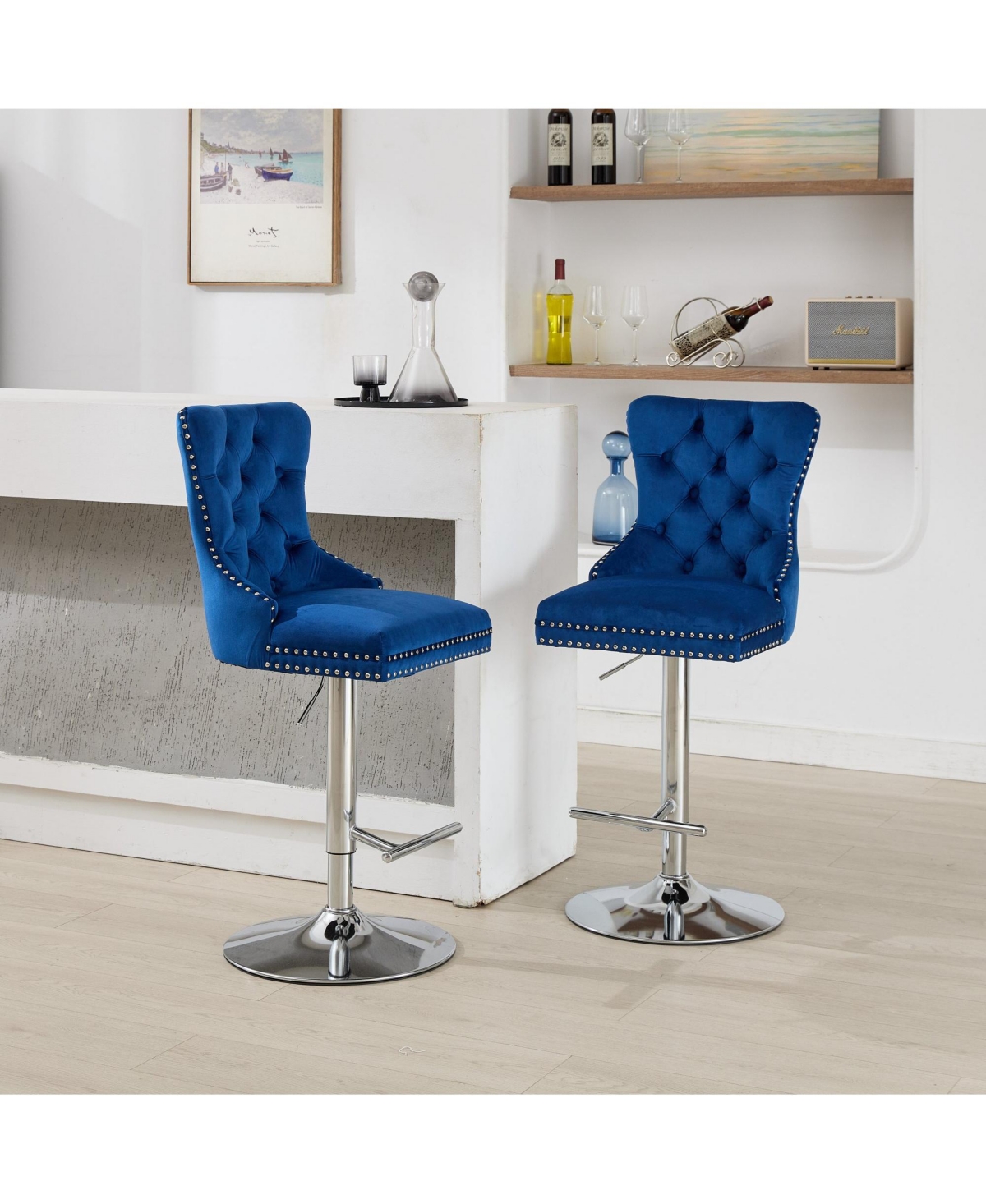 Click here for Cilihome Thick Chrome Swivel Velvet Barstools Adju... prices
