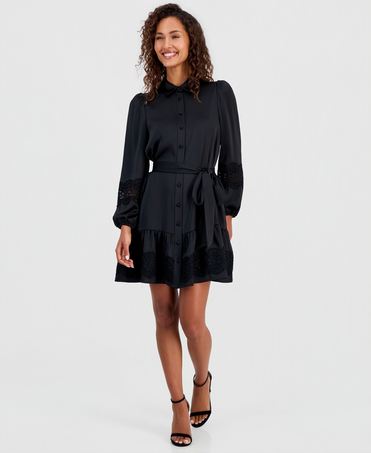 Click here for Anne Klein Womens Tiered Belted Shirtdress - ANNE... prices