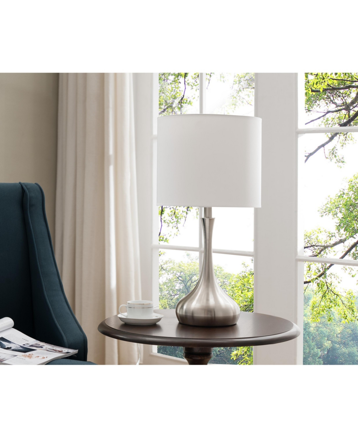 Click here for Kings Brand Furniture Table Lamp - Brushed nickel... prices