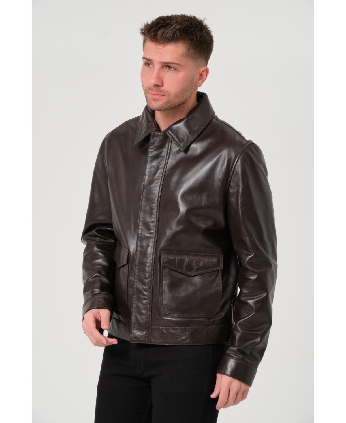 Click here for Furniq Uk Mens Leather Jacket - Coffee bean brown prices