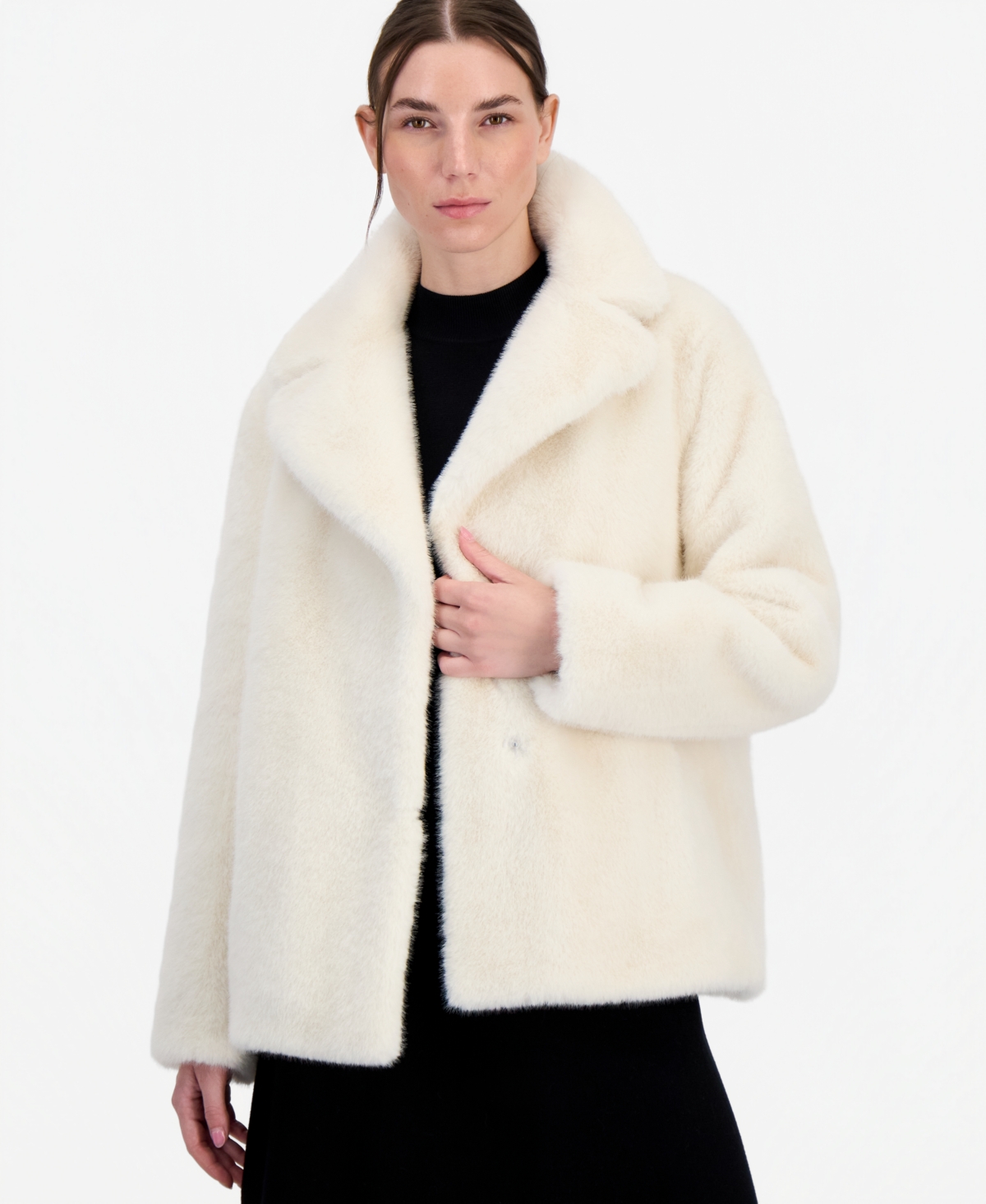 Click here for Jones New York Womens Short Faux-Fur Notch-Collar... prices