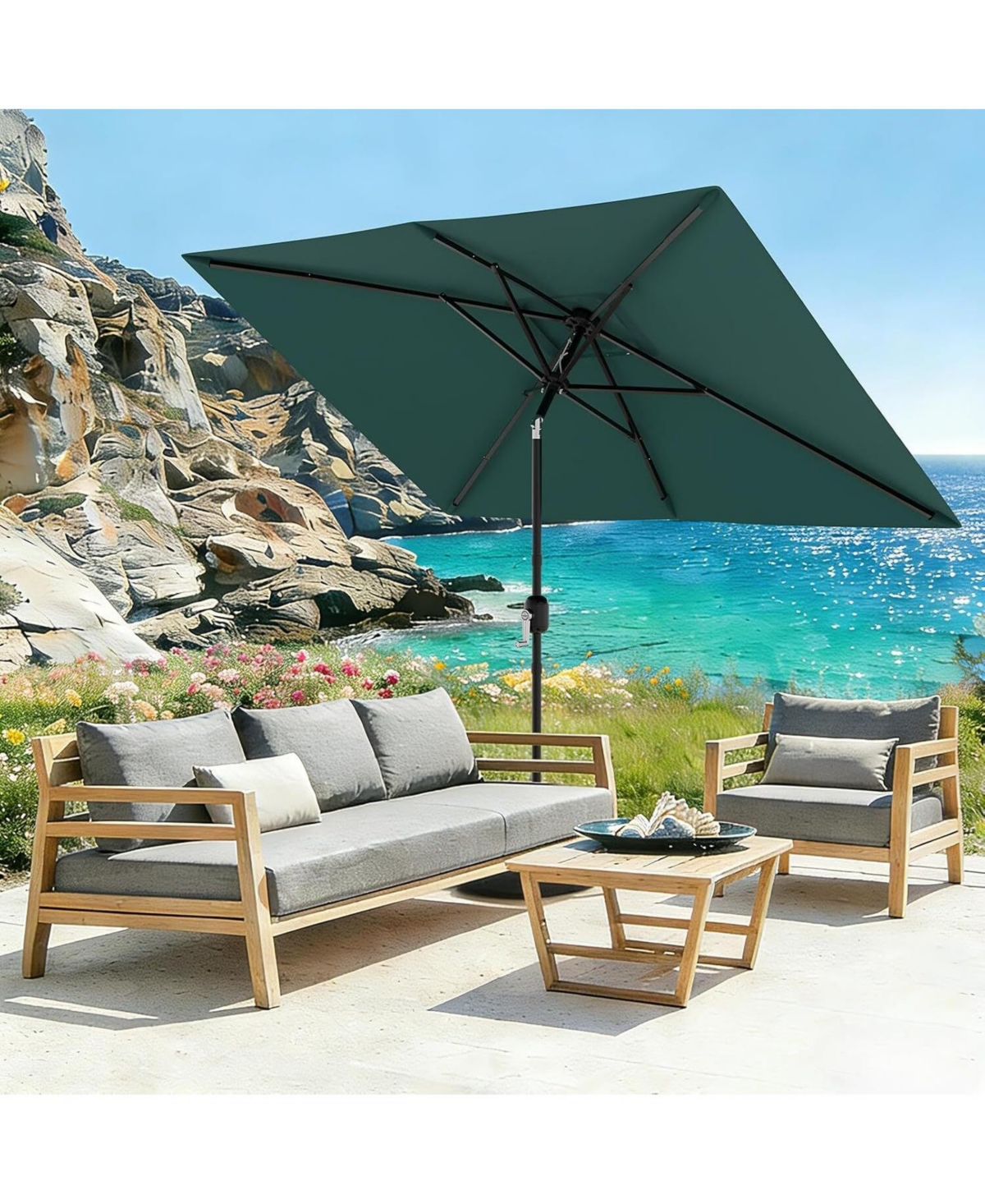 Click here for gaomon 10 x 6.5 Solar Patio Umbrella with Crank an... prices
