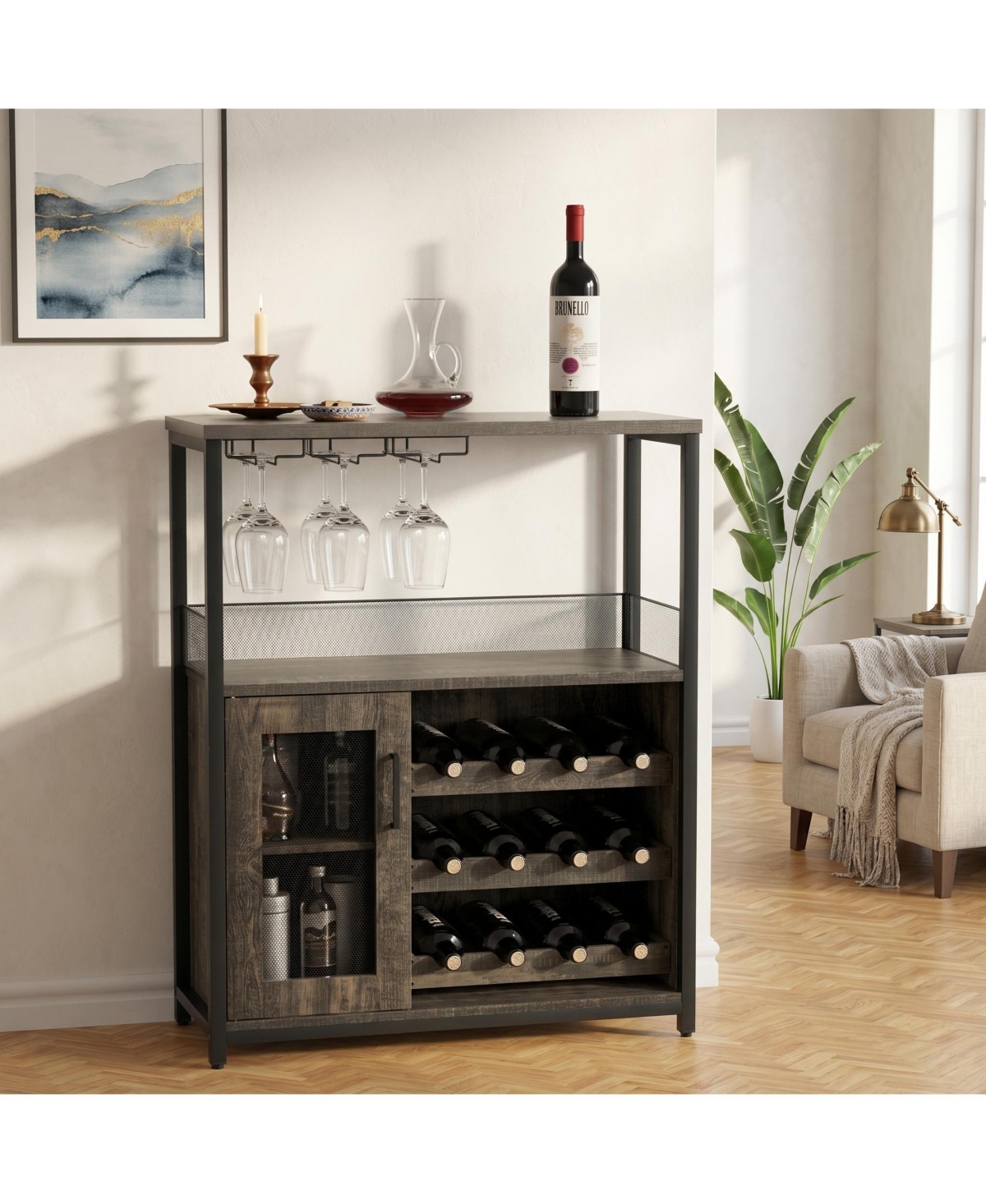 Click here for homfan Wine Cabinet with Removable Bottle Storage... prices