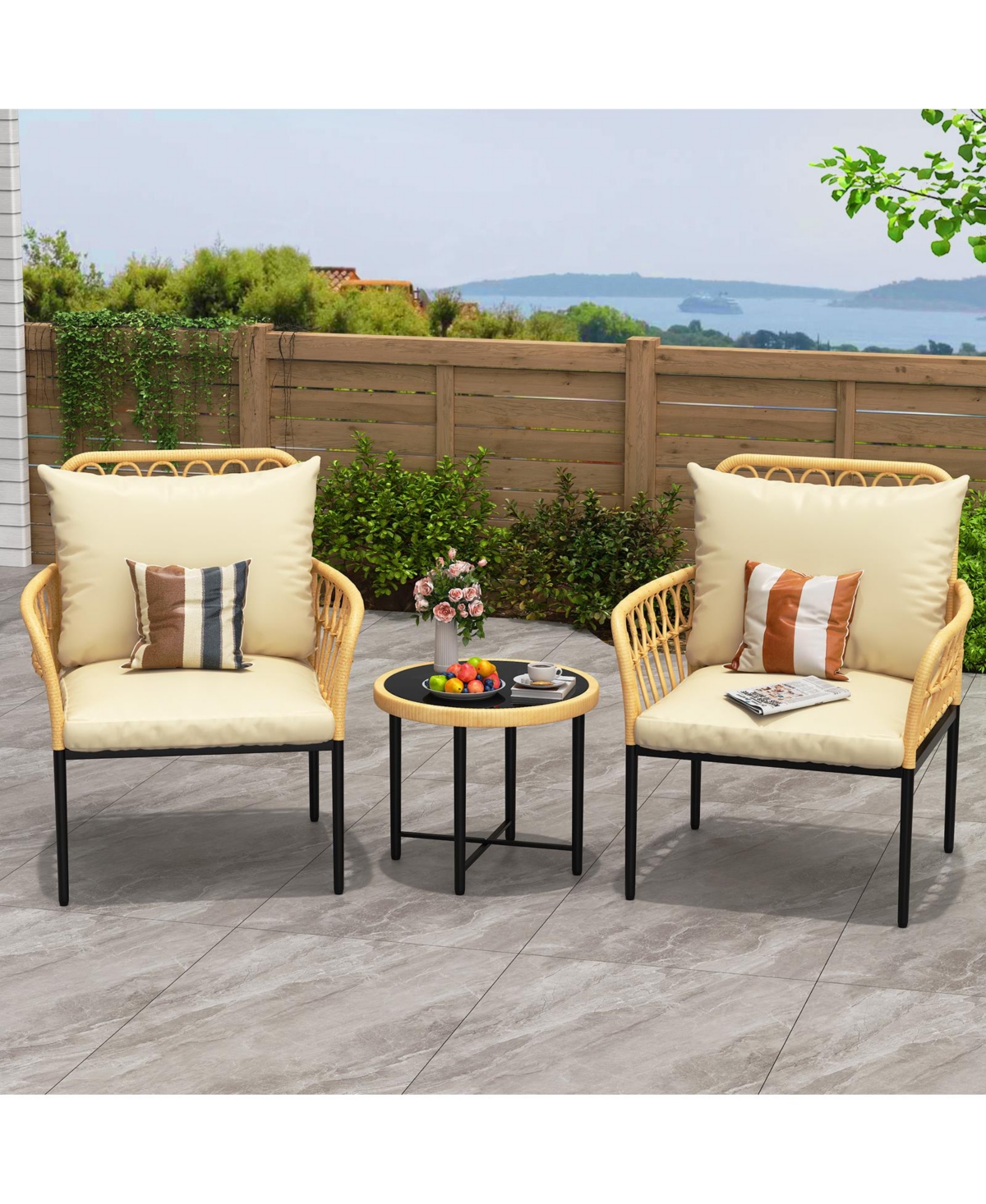 Click here for homfan All-Weather 3-Piece Patio Sofa Set - Lightw... prices