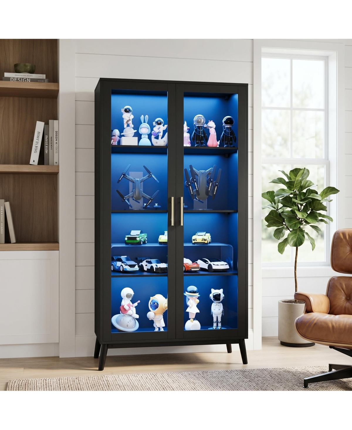 Click here for homfan Glass Door Display Cabinet with Motion Sens... prices