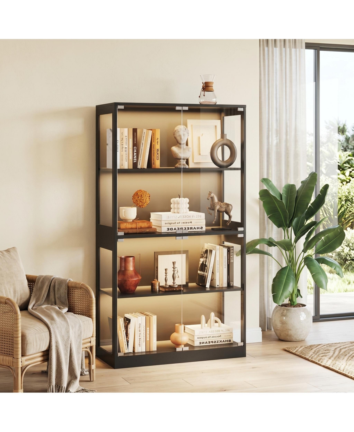 Click here for homfan Tempered Glass Display Cabinet with Motion... prices