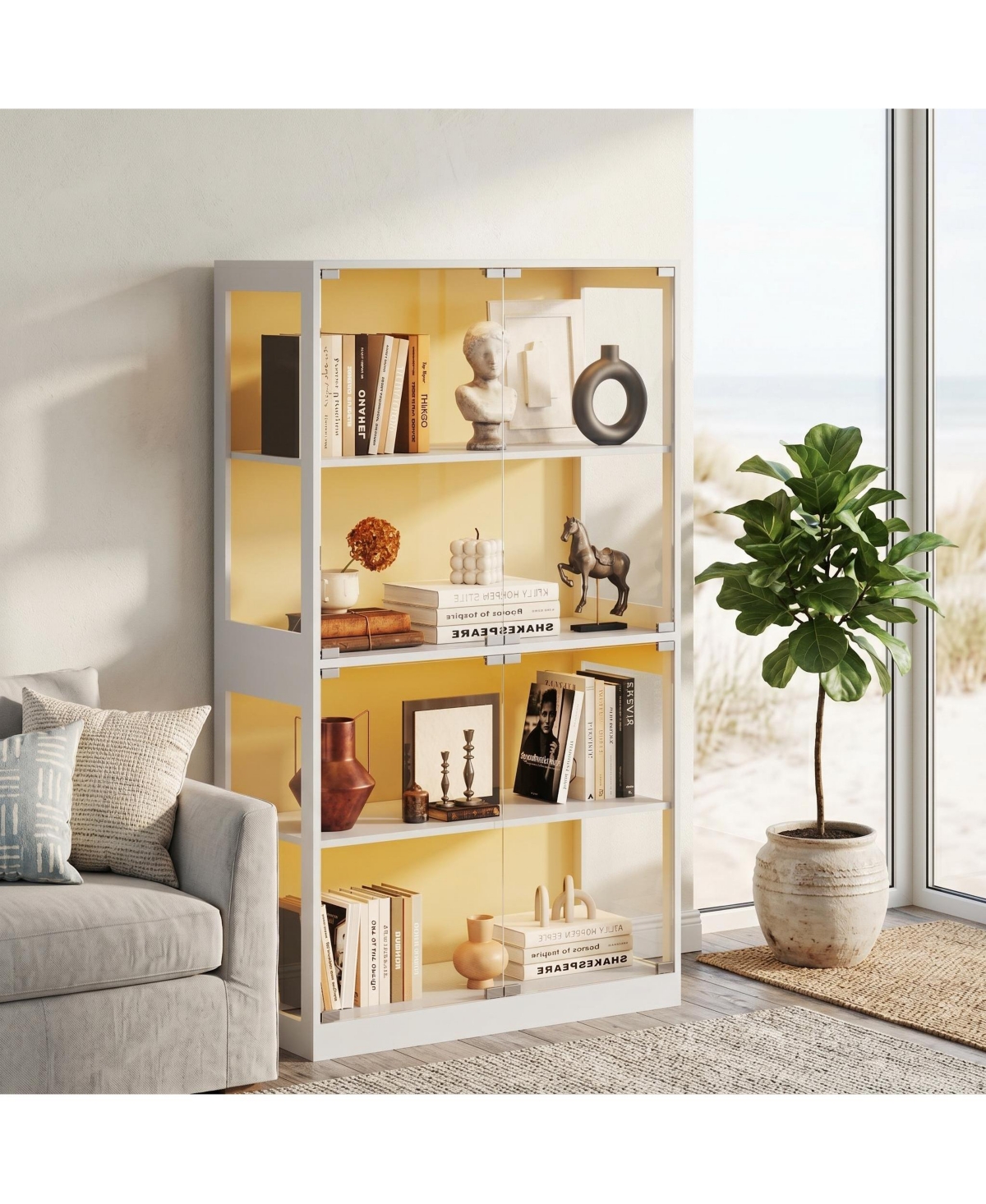 Click here for homfan Tempered Glass Display Cabinet with Motion... prices