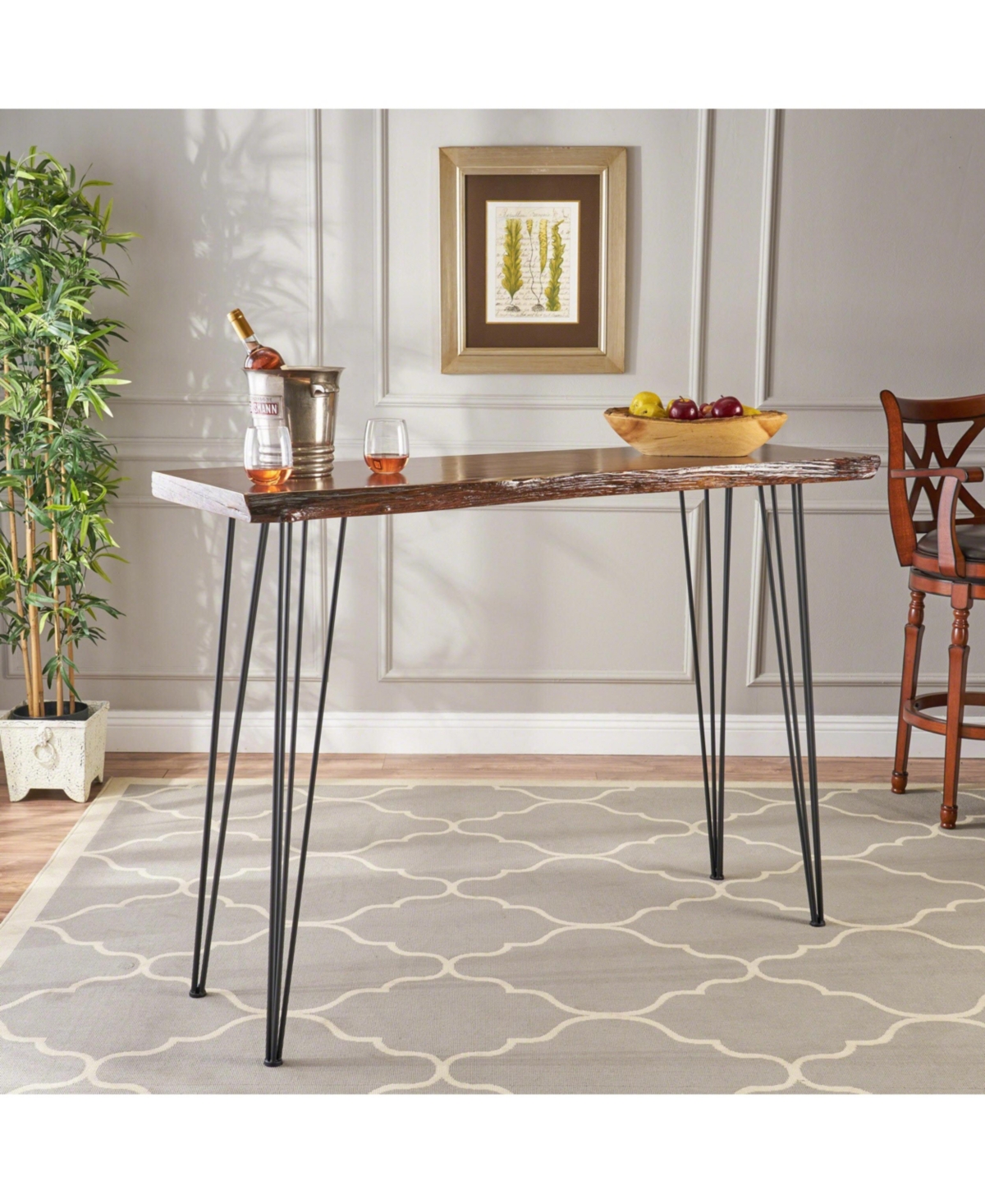Click here for flynama Faux Live Edge Industrial Bar Table with H... prices