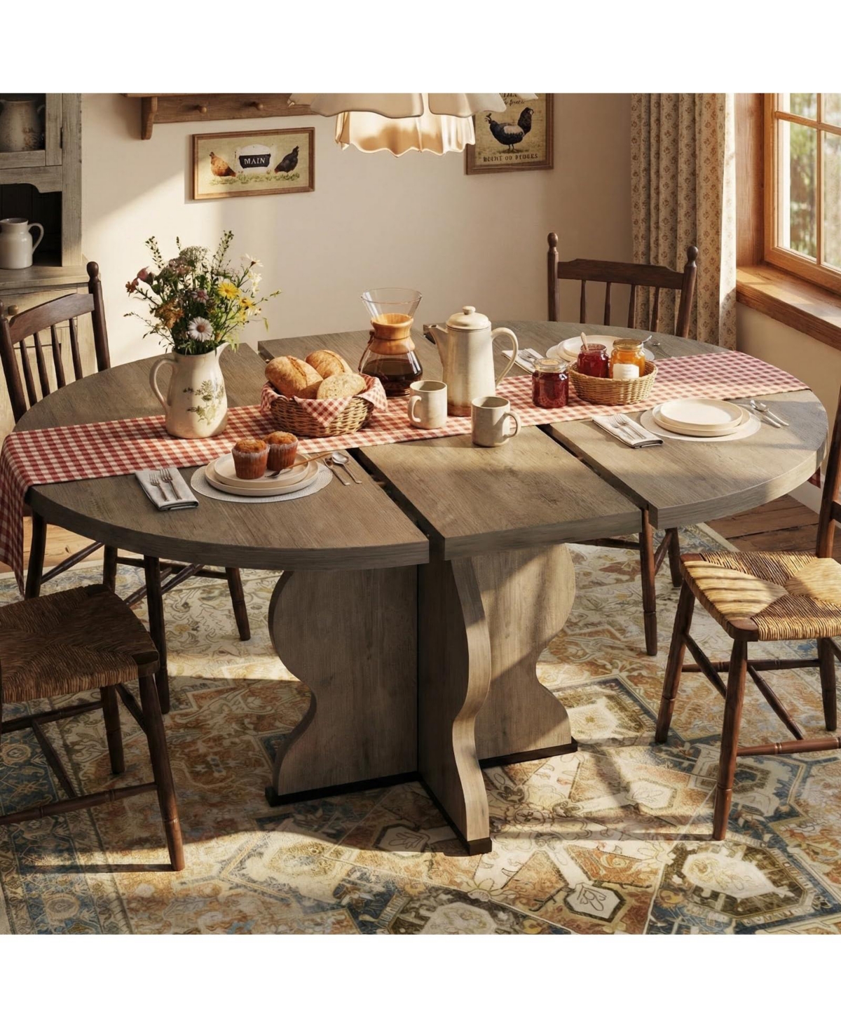 Click here for homfan Extendable Round to Oval Dining Table for 4... prices