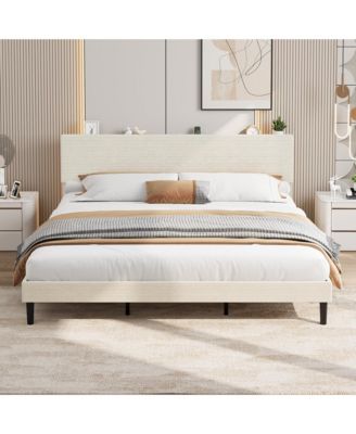 Click here for Homfan Corduroy Upholstered Platform Bed Frame Wit... prices