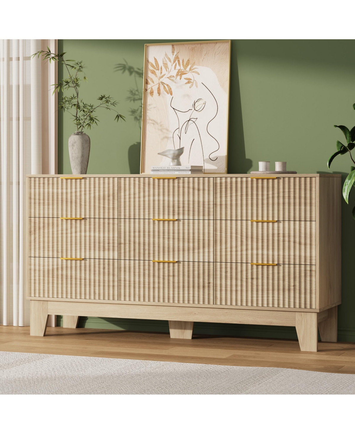 Click here for gaomon 9 Drawer Fluted Dresser â Modern Wooden C... prices