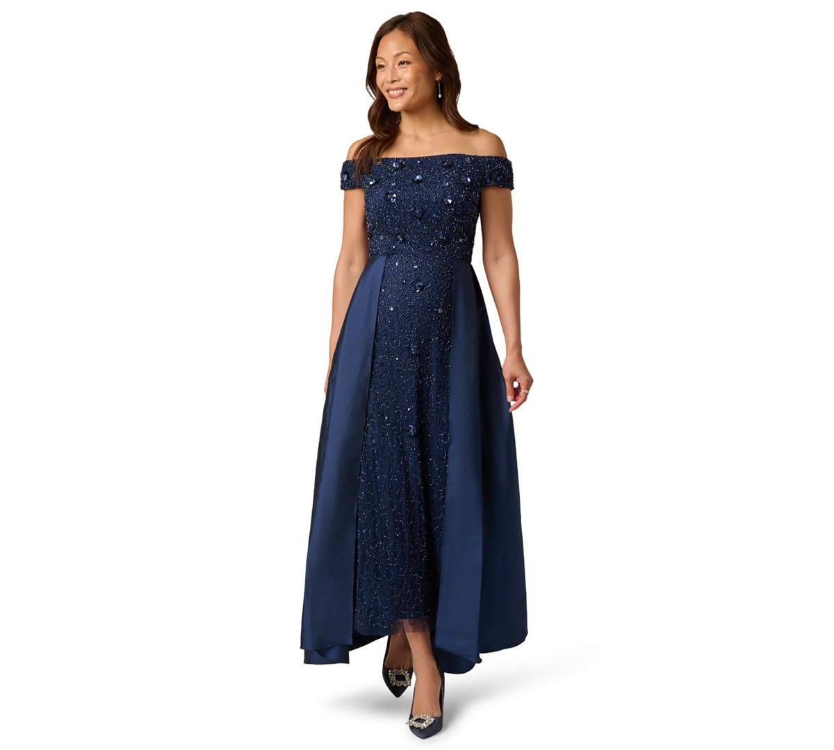 Click here for Adrianna Papell Womens Beaded Taffeta Overlay Ball... prices