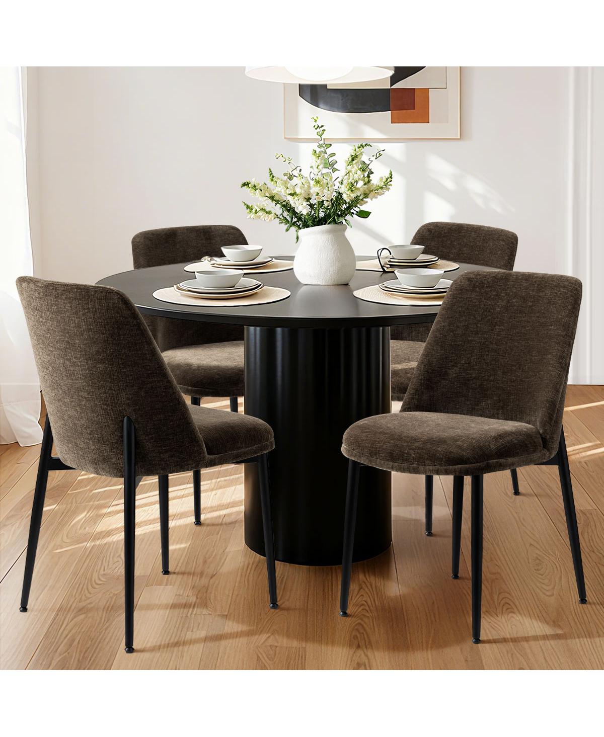 Click here for Maison Boucle Chenille Upholstered Dining Chairs S... prices