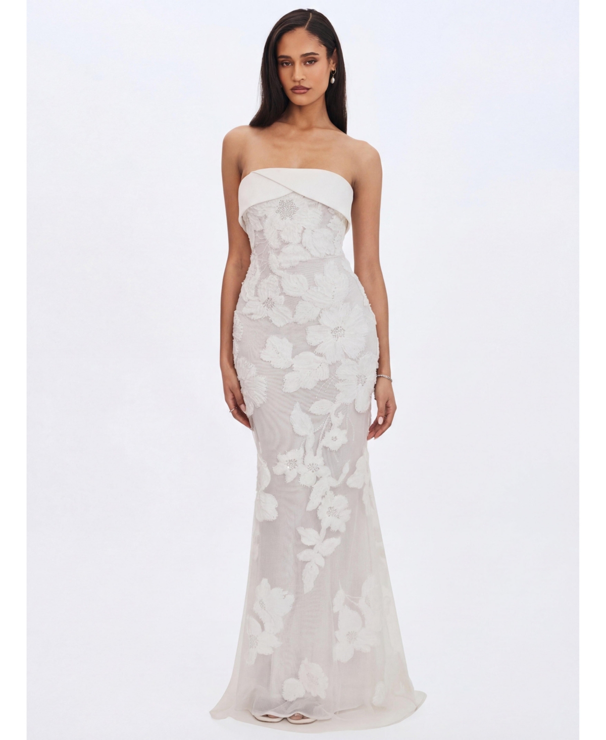 Click here for Miss Circle Womens Raphaela White Floral Strapless... prices