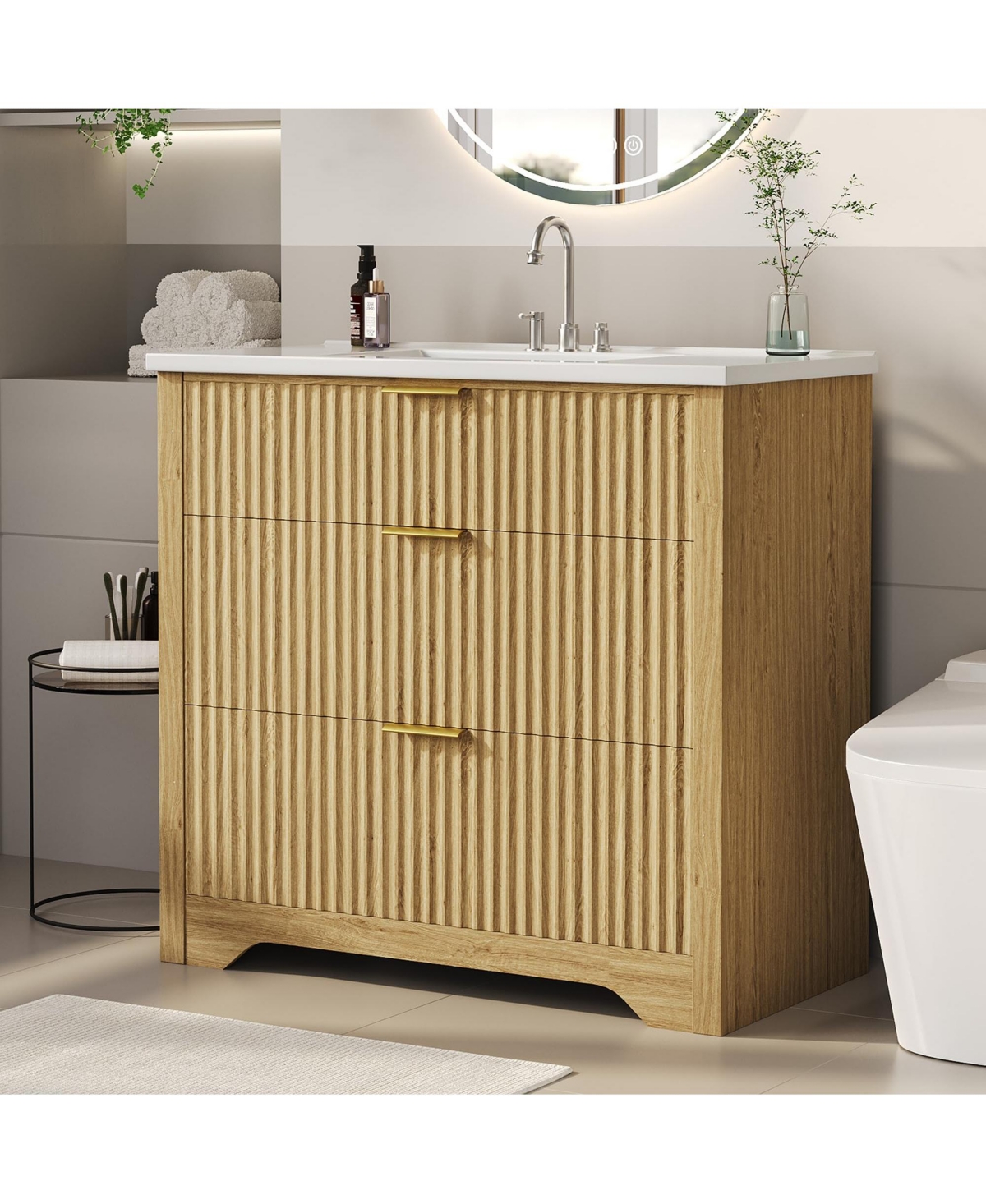 Click here for gaomon Fluted Bathroom Vanity with Ceramic Sink Fr... prices