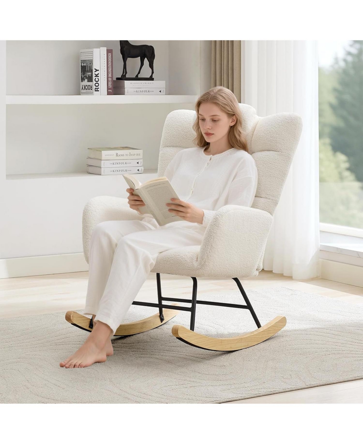 Click here for Gaomon Modern Teddy Fabric Rocking Chair  High Bac... prices