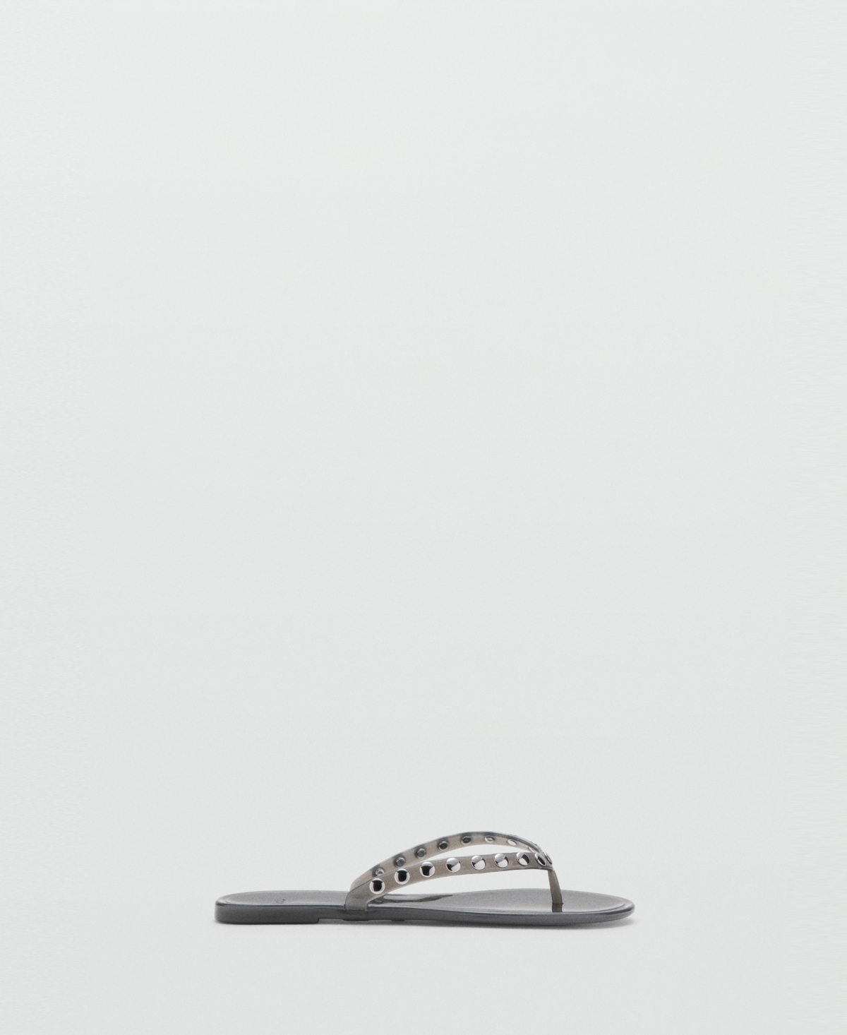 Click here for Mango Womens Vinyl Straps Studded Sandals - Gray prices