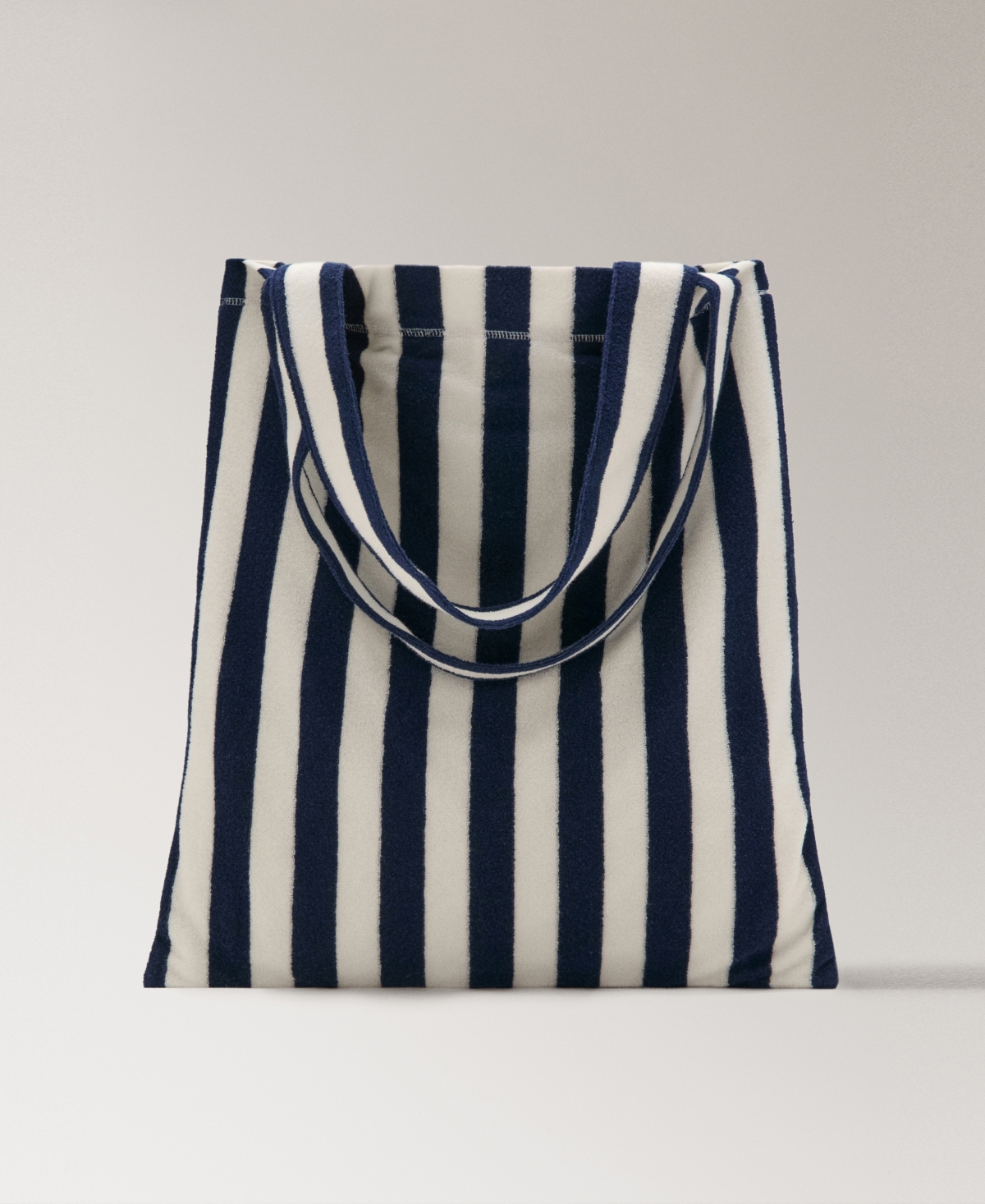 Click here for Mango Womens Striped Terry Cotton Tote Bag - Blue prices