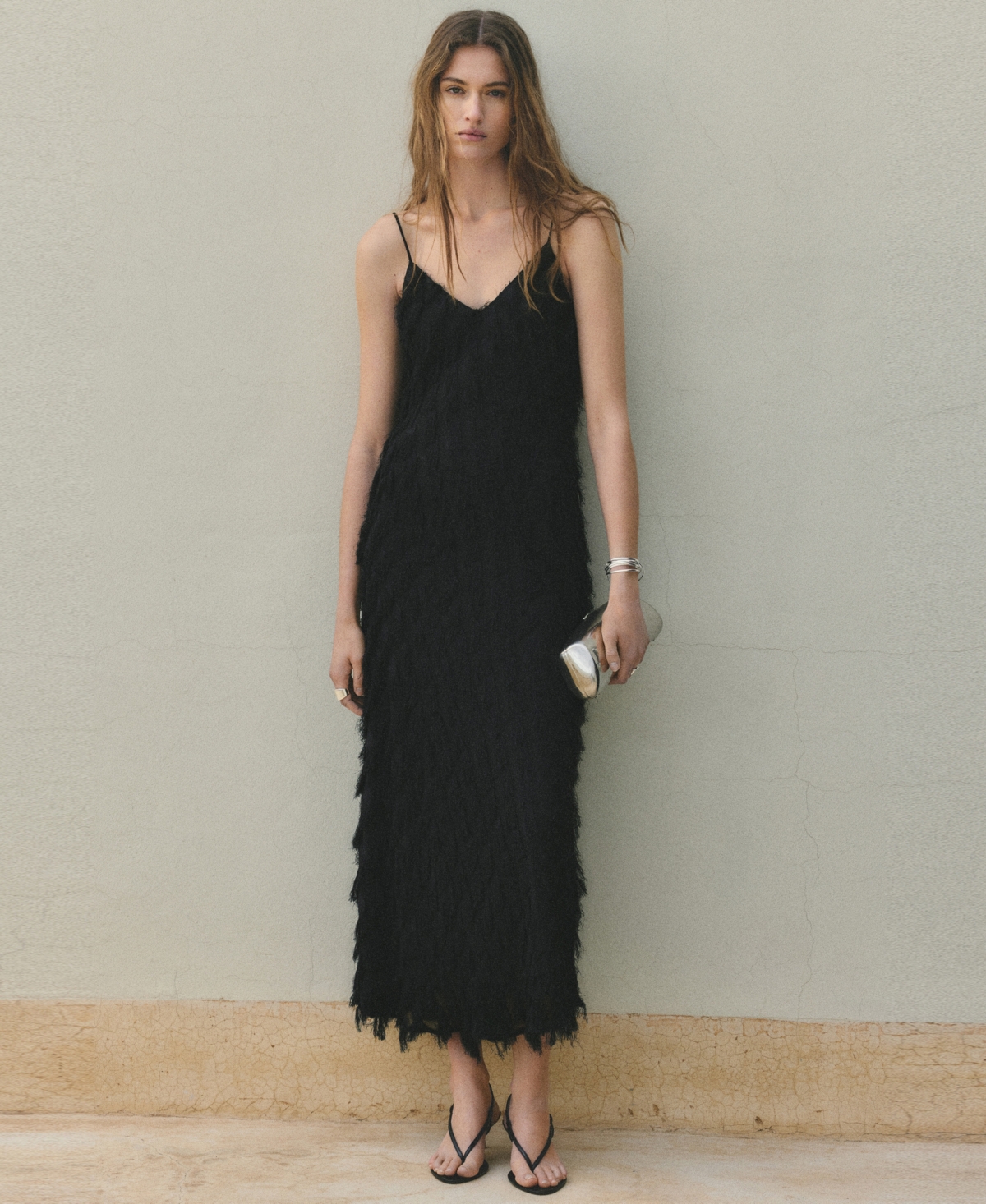 Click here for Mango Womens Long Frayed Dress - Black prices
