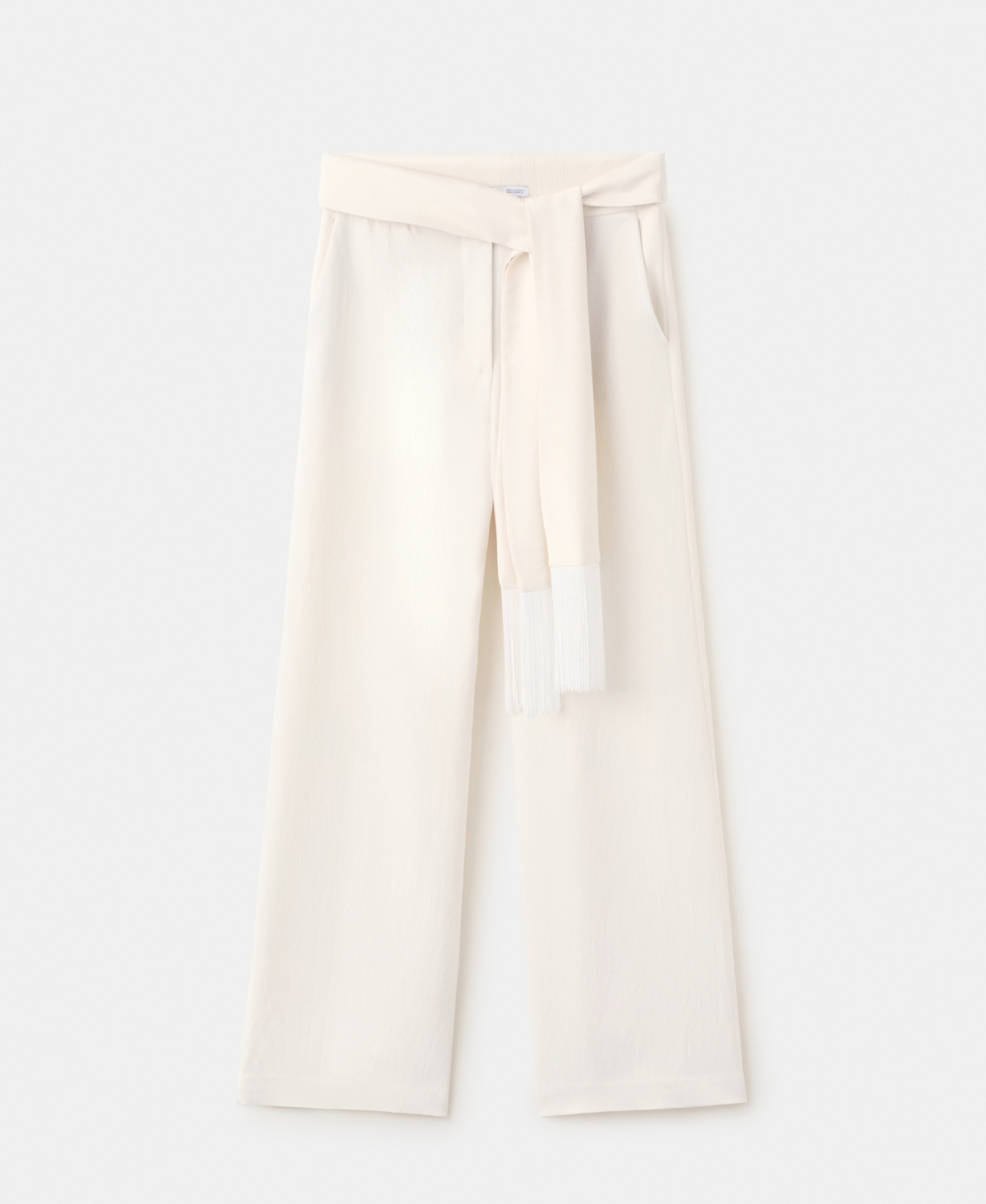 Click here for Mango Womens Belt Straight-Fit Pants - Ecru prices