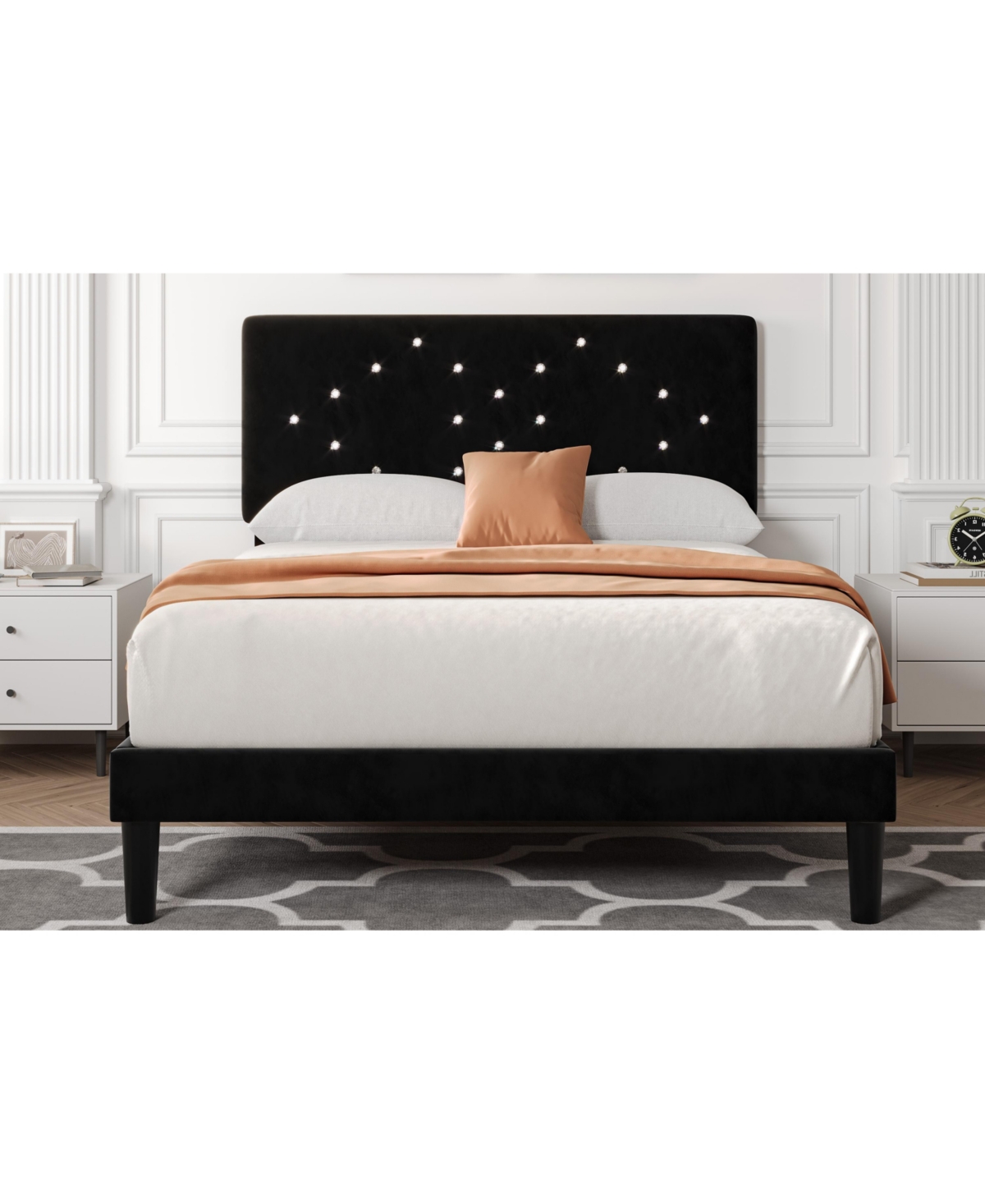 Click here for homfan Upholstered Platform Bed Frame with Button... prices