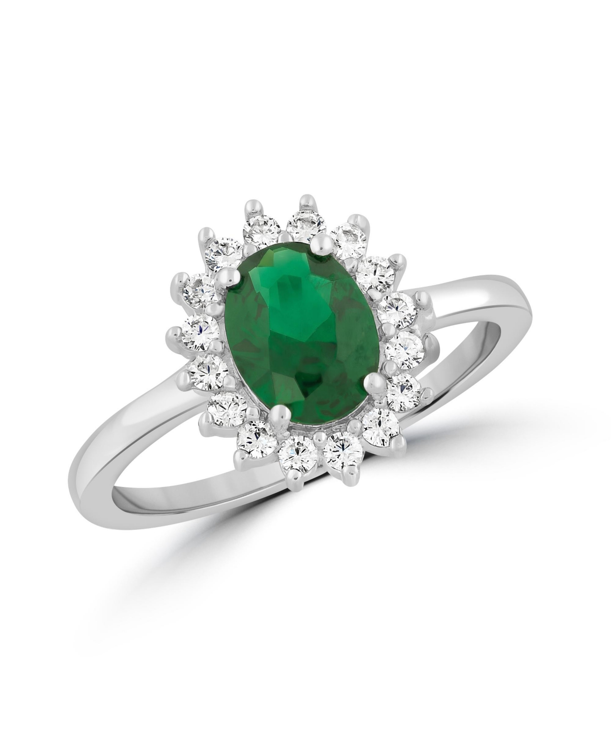 Click here for Simona Elegant Oval Emerald Halo Cz Flower Design... prices