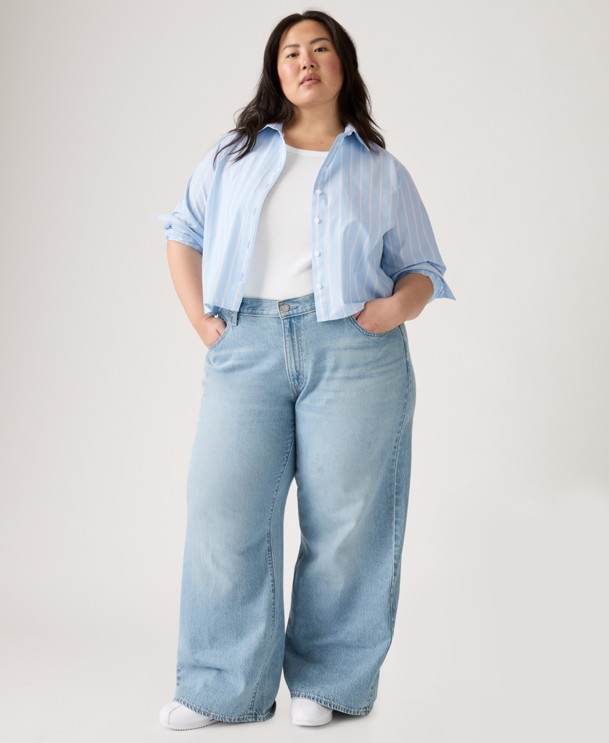 Click here for Levis Plus Size Cinch-Waist Lightweight Baggy Jean... prices