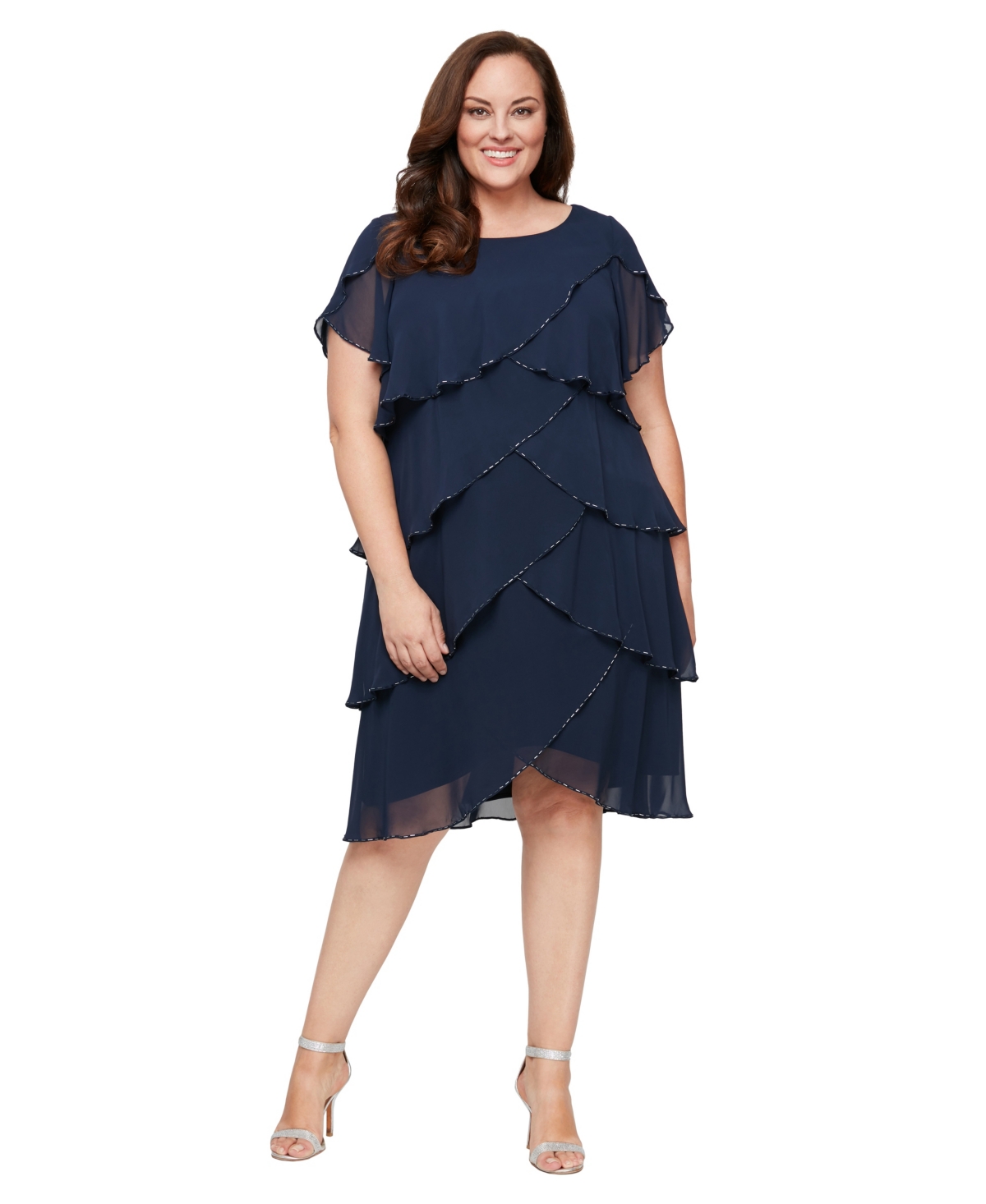 Click here for Sl Fashions Plus Size Crewneck Bugle Bead Tier Dre... prices
