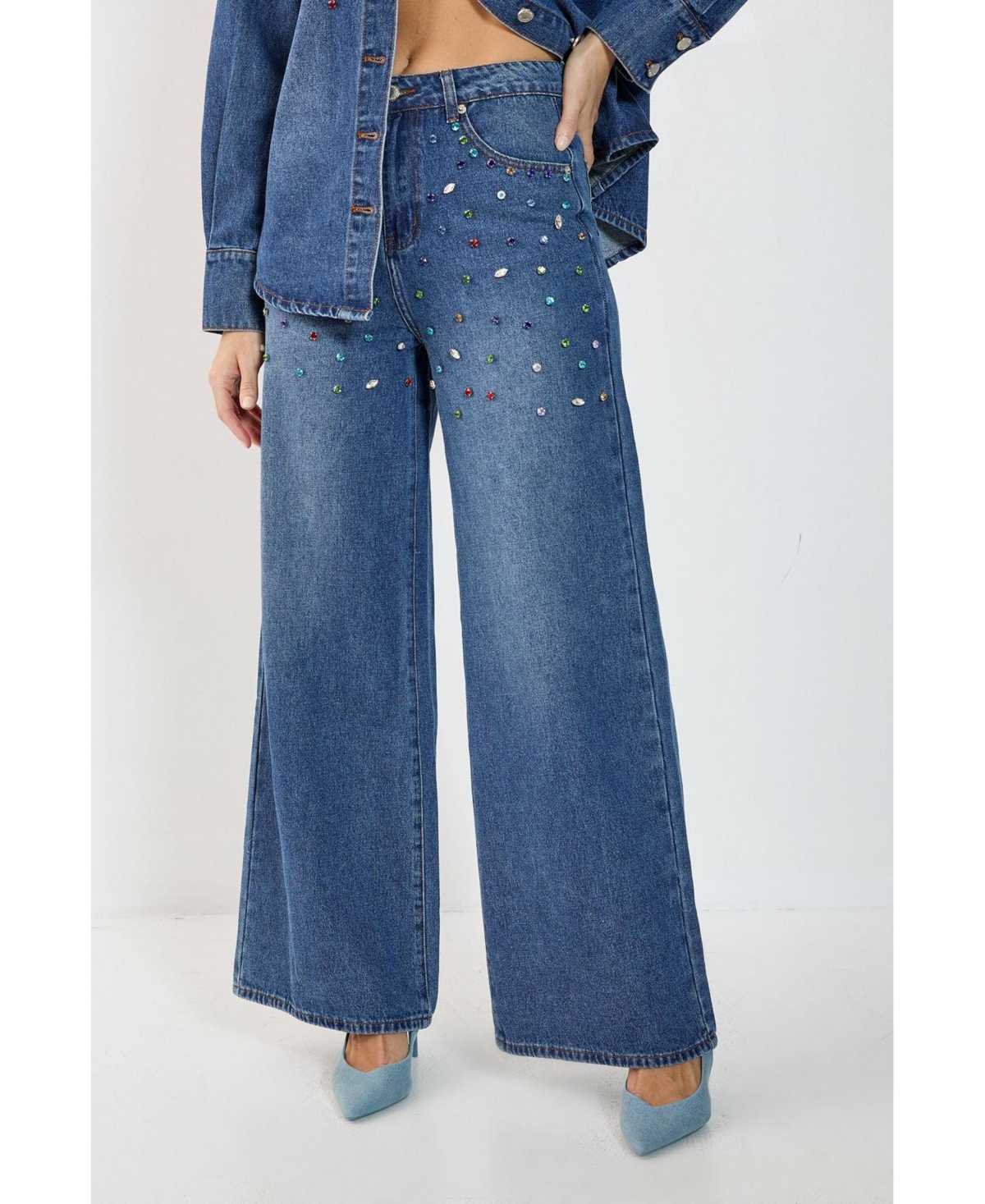 Click here for Nasty Gal Womens Denim Jewel Baggy Jeans - Authent... prices