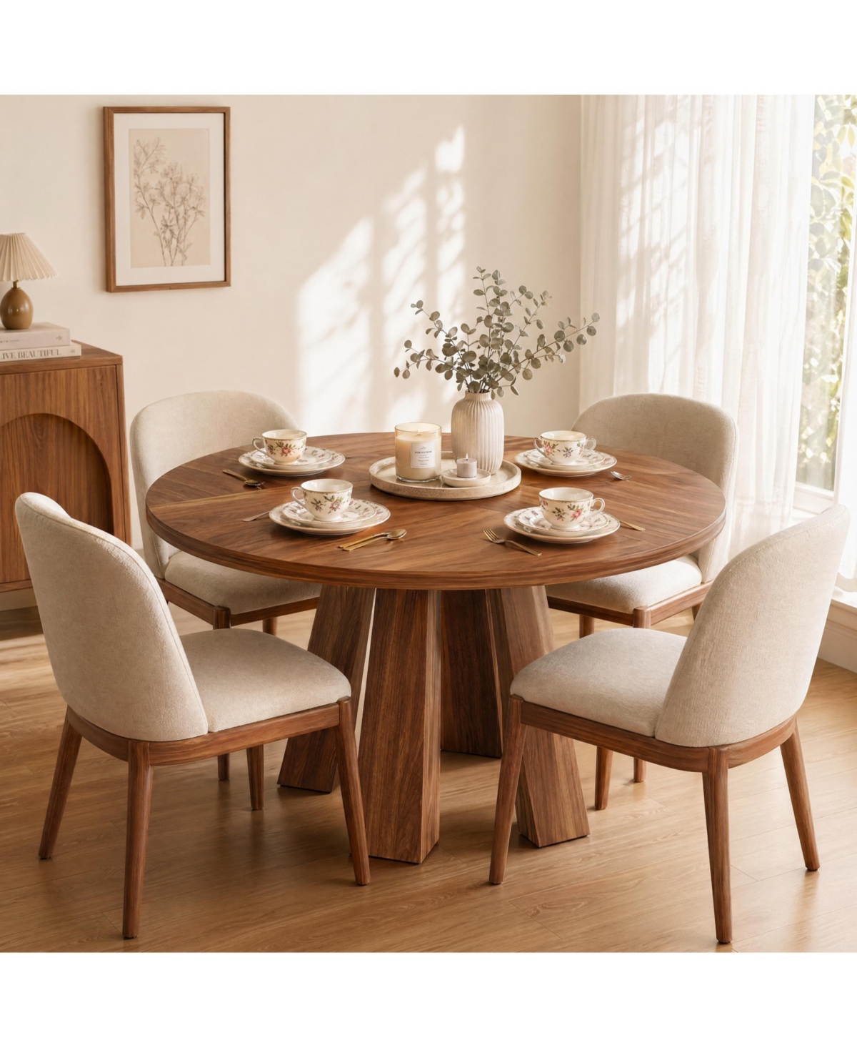 Click here for homfan Modern Farmhouse Round Dining Table for 4-6... prices