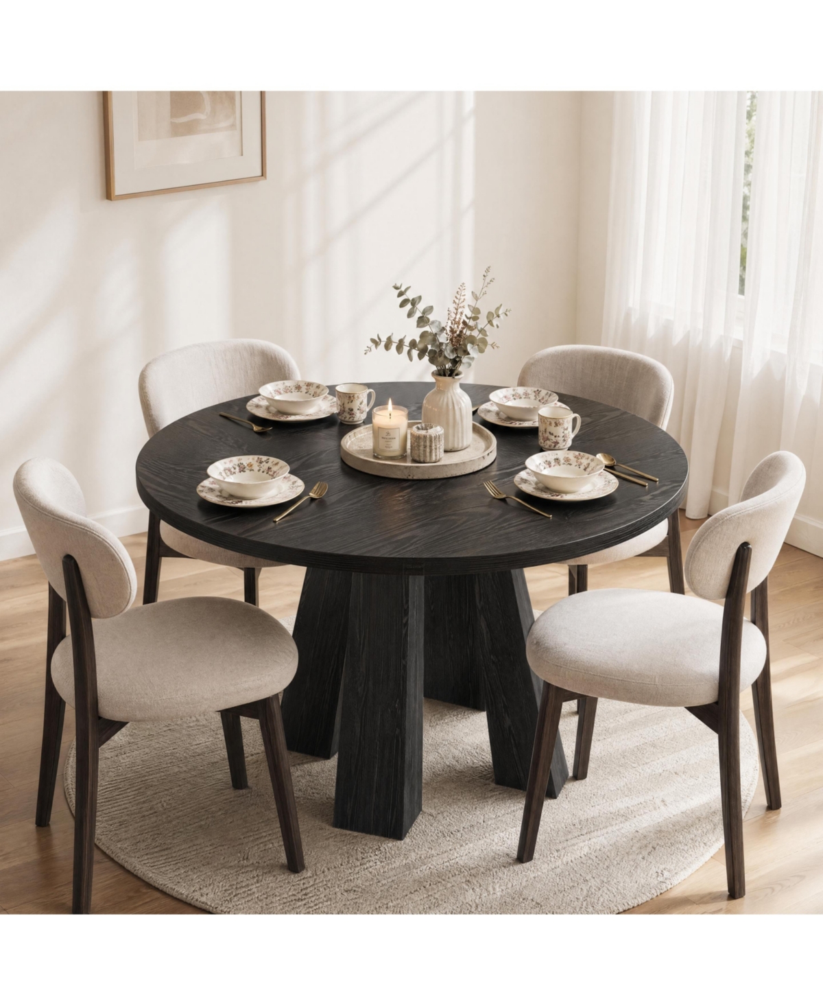 Click here for homfan Modern Farmhouse Round Dining Table for 4-6... prices