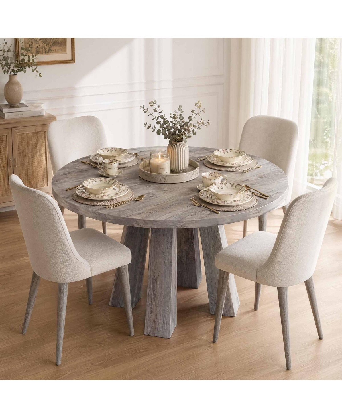 Click here for homfan Modern Farmhouse Round Dining Table for 4-6... prices