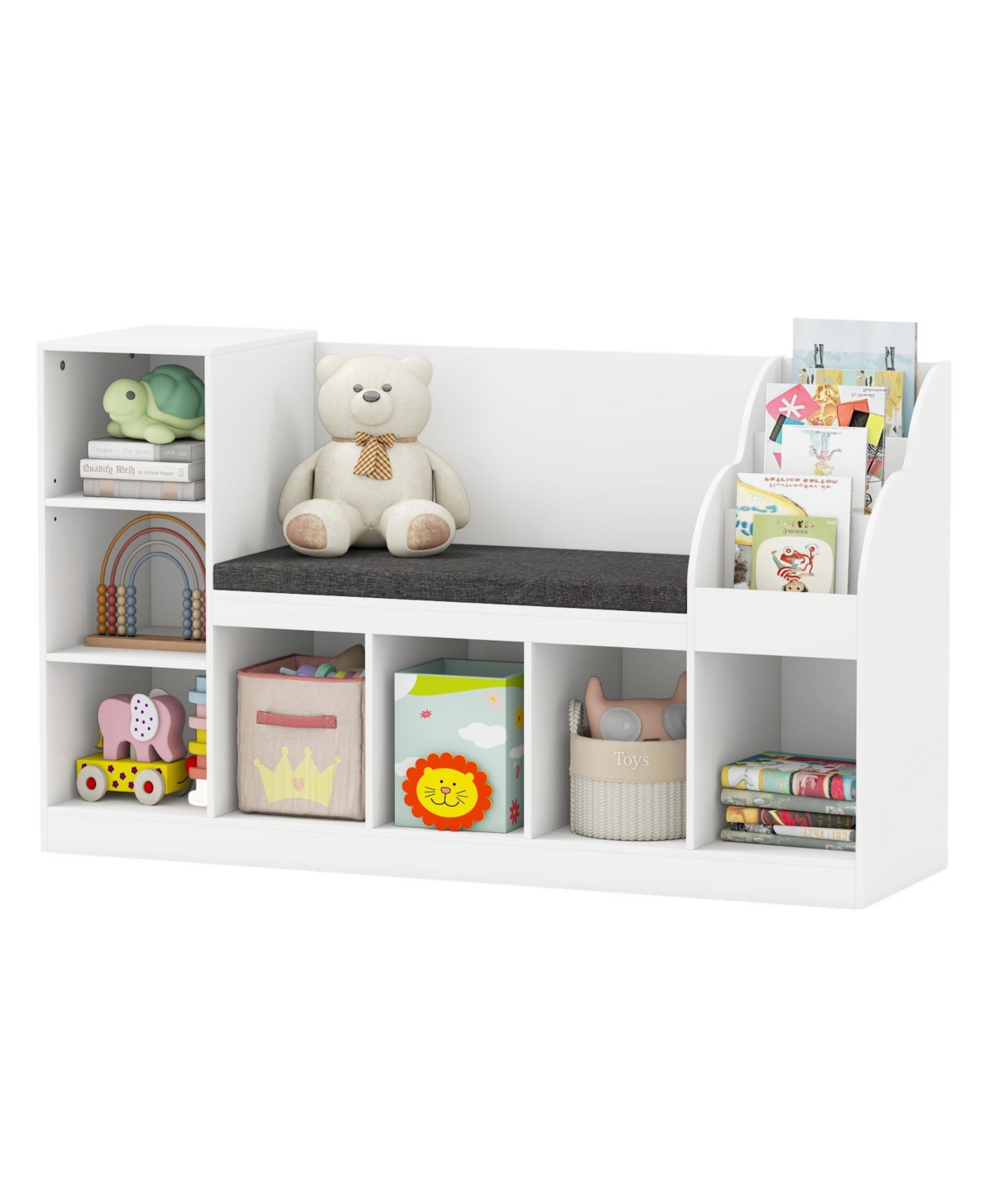 Click here for Gymax Wooden Kids Bookshelf w/Reading Nook Padded... prices