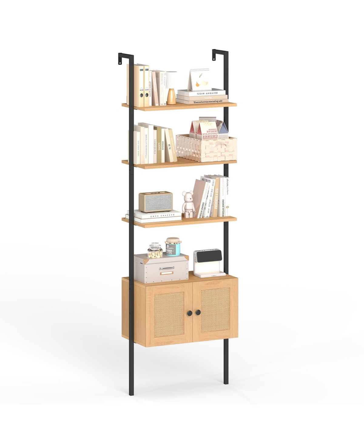 Click here for Gymax Wall-Mounted Ladder Shelf 5-tier Bookshelf w... prices