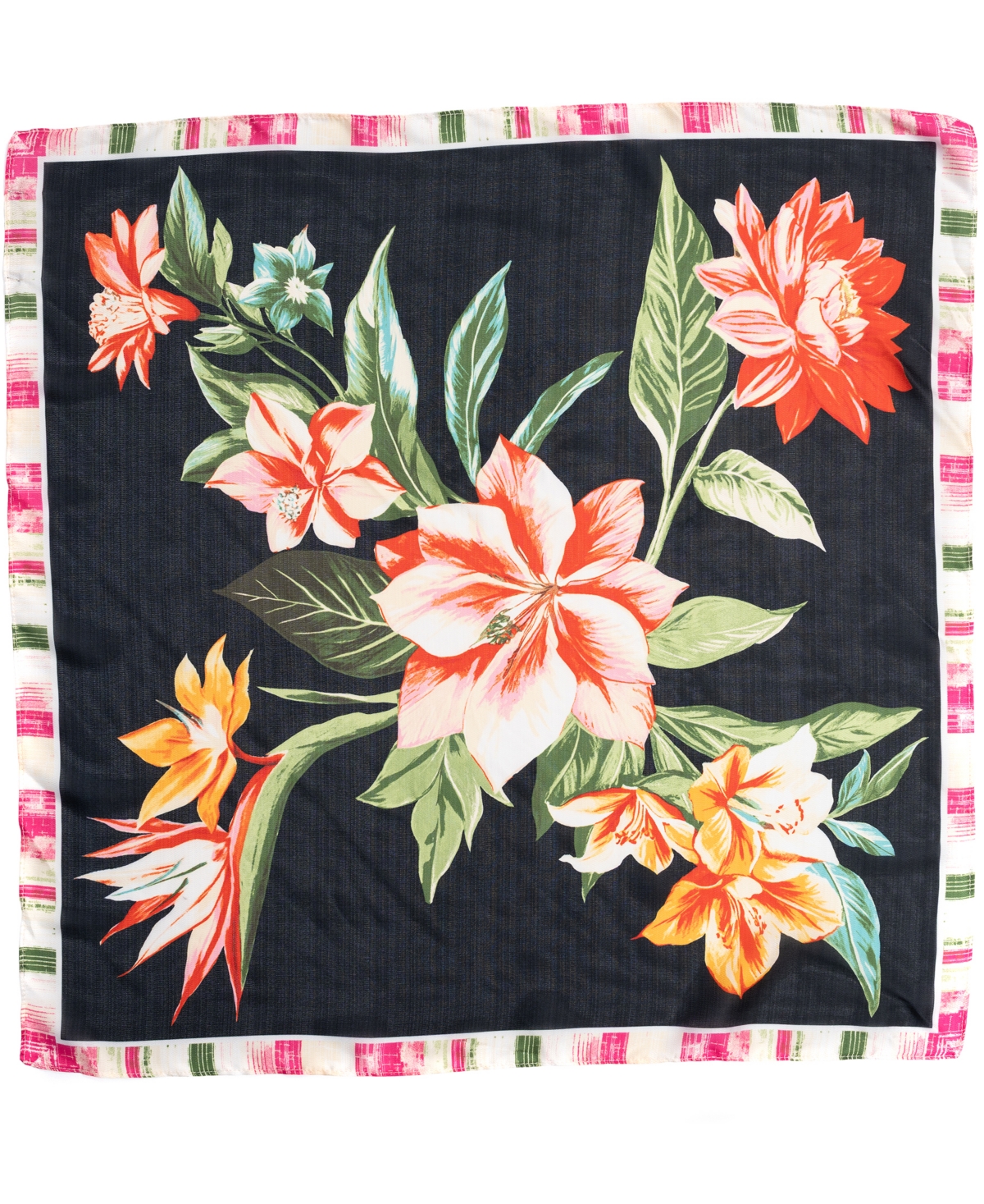 Click here for Vince Camuto Jungle Floral Square Scarf - Black Mu... prices