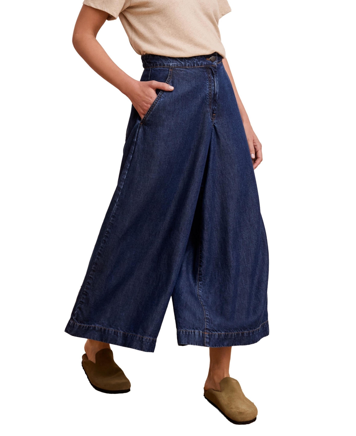 Click here for Celtic & Co. Womens Drape Denim Culotte Pants - In... prices