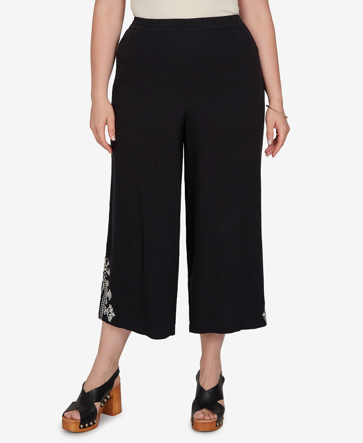 Click here for Ruby Rd. Plus Size Embroidered Gauze Relaxed Elast... prices