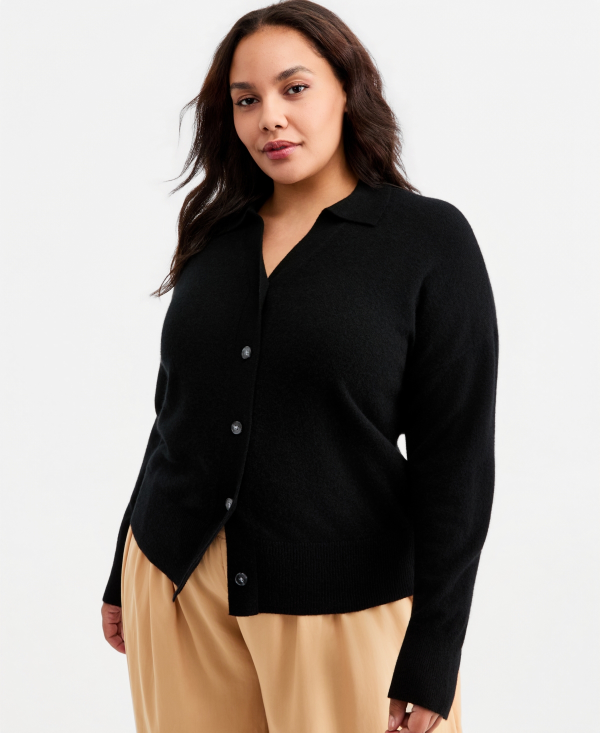 Click here for Charter Club Plus Size Cashmere Collared Cardigan... prices